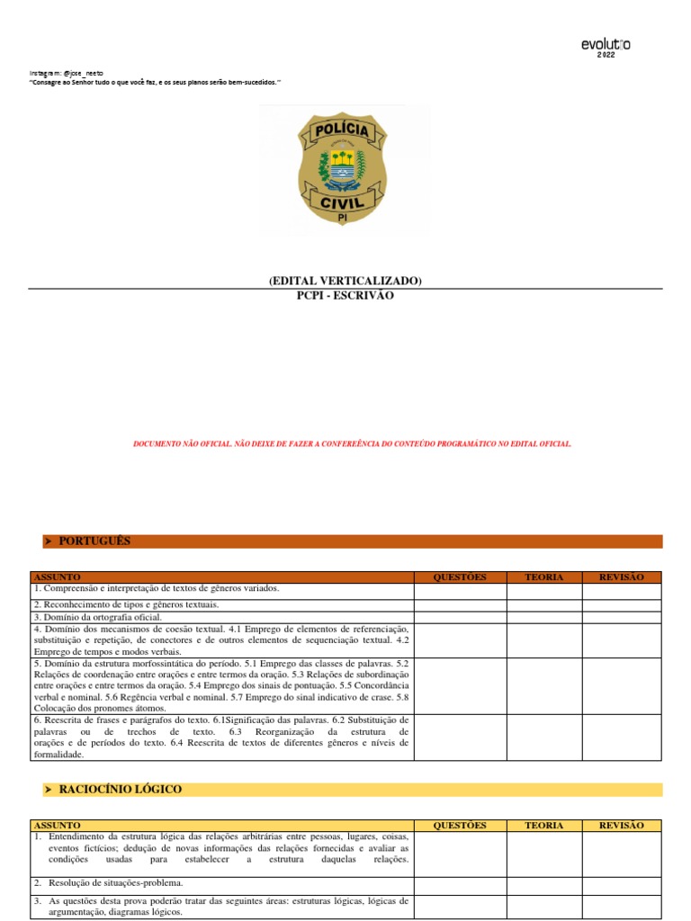 Edital Verticalizado - PCPI - ESCRIVÃO-1 | PDF | Direito | Computadores