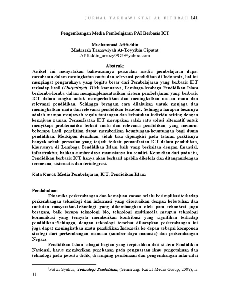 Jurnal - Pengembangan Media Pembelajaran PAI Berbasis ICT - PDF - File | PDF