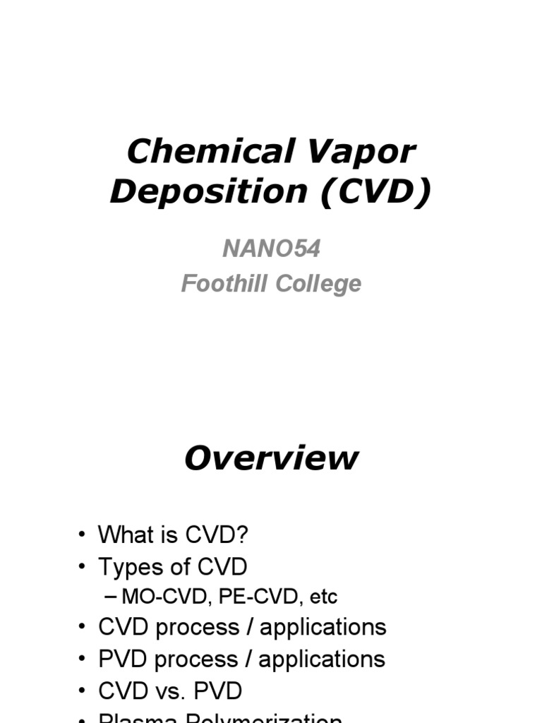 Chemical Vapor Deposition Guide | PDF | Chemical Vapor Deposition ...