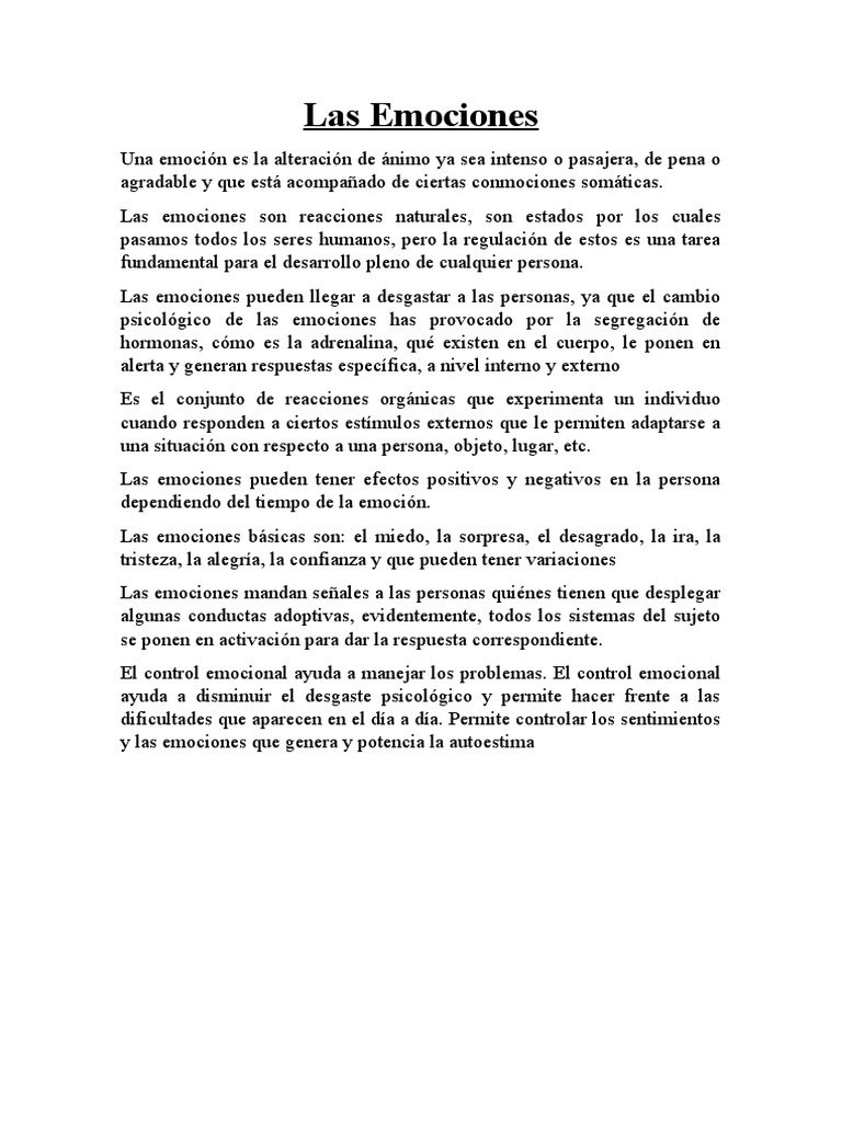 Las Emociones | PDF | Las emociones | Temor