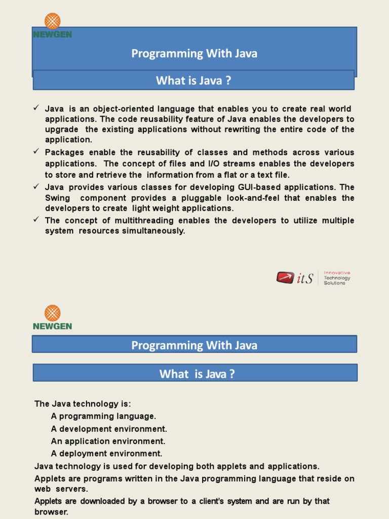 Java Newgen Day1 Pdf Java Virtual Machine Java Software Platform 
