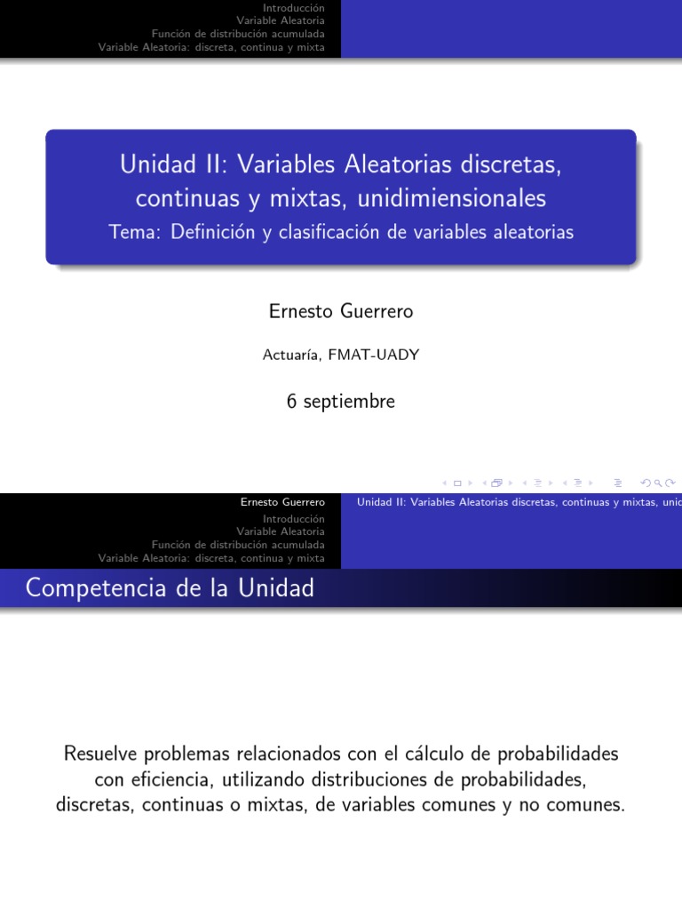 Unidad2 Prob | PDF | Variable aleatoria | Distribución de probabilidad