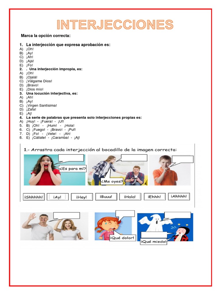 Interjeccion Ficha | PDF
