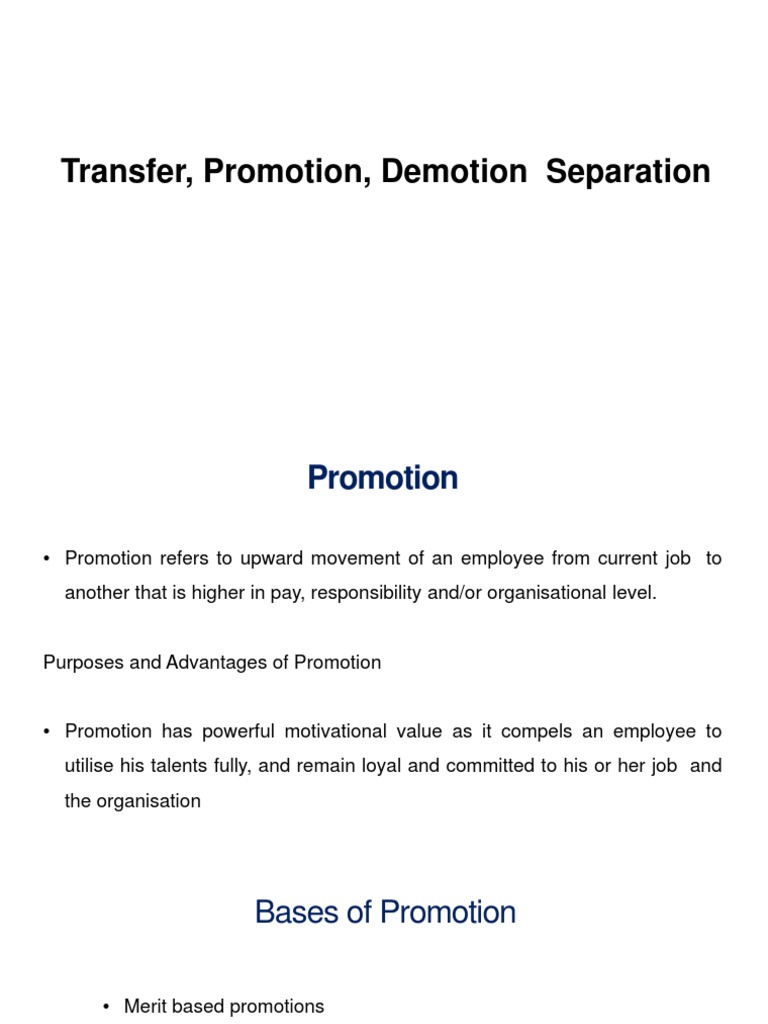 Transfer, Promotion, Demotion Separation | PDF | Employment | Layoff