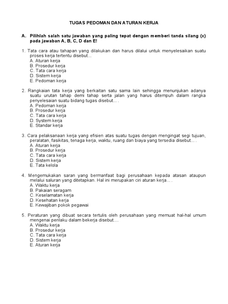 Tugas Pedoman Kerja | PDF