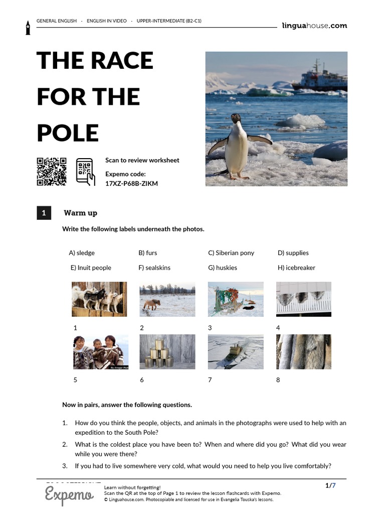 The Race For The Pole British English Teacher BW | PDF | Roald Amundsen ...