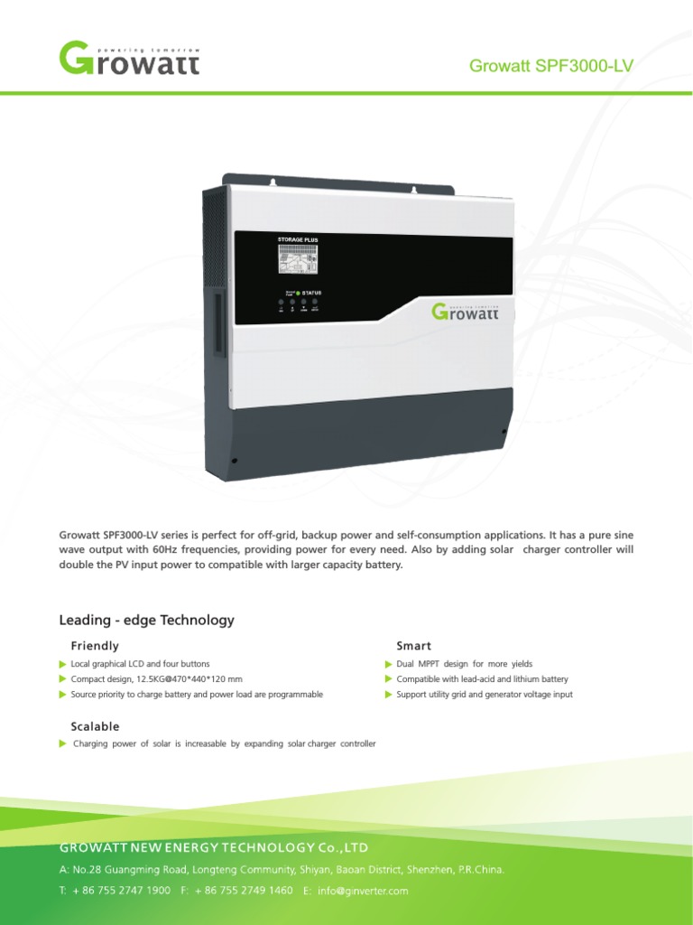 Off-Grid Storage SPF Series Technical Specificatio | PDF | Manufactured ...