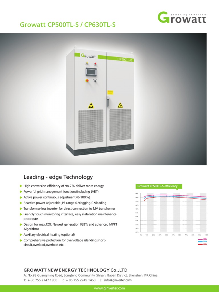 Growatt CP500TL-S & CP630TL-S Datasheet | PDF | Power Inverter | Quantity
