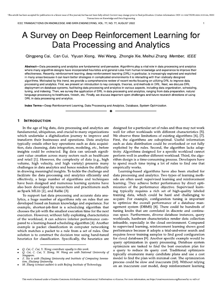 Paper 2 - A Survey On Deep Reinforcement Learning For Data Processing ...