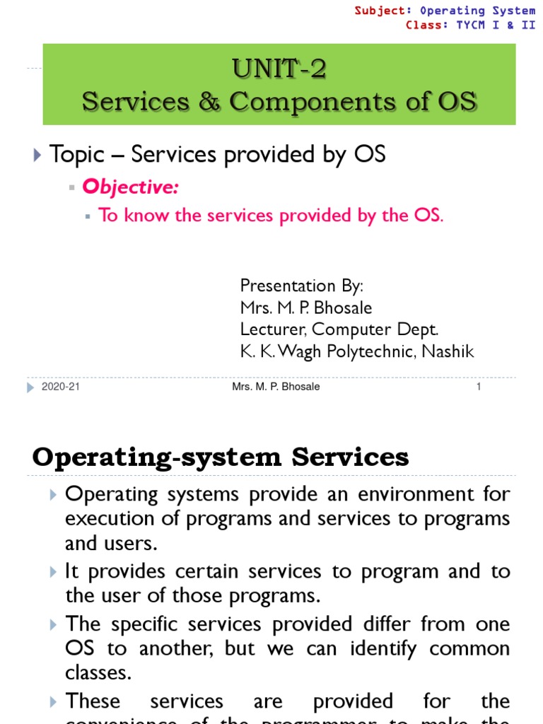 Unit-2 Topic-1 Services of OS | Download Free PDF | Operating System | Computer Data Storage