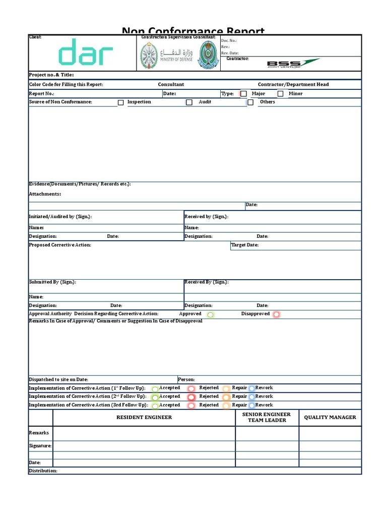 Construction Non Conformance Report Template | PDF | Consultant | Business