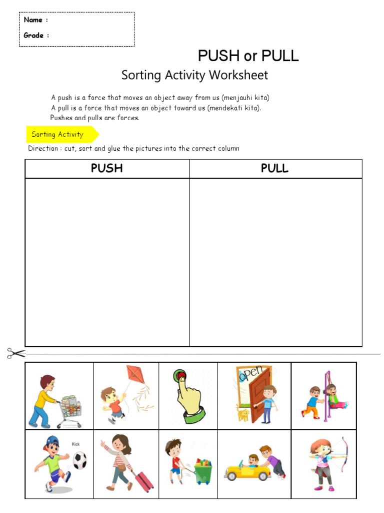 Push or Pull Sorting Activity | PDF