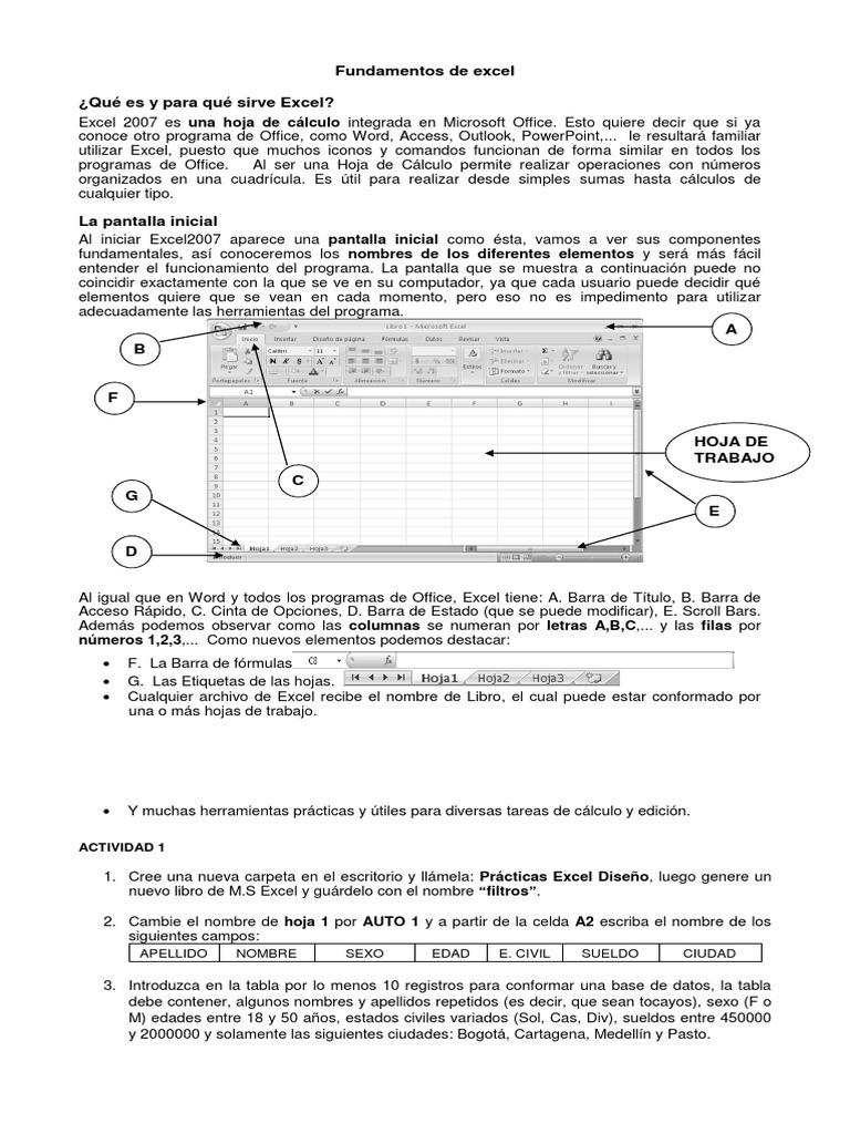 anexo sesión 2 excel básico | PDF | Microsoft Excel | Microsoft Office
