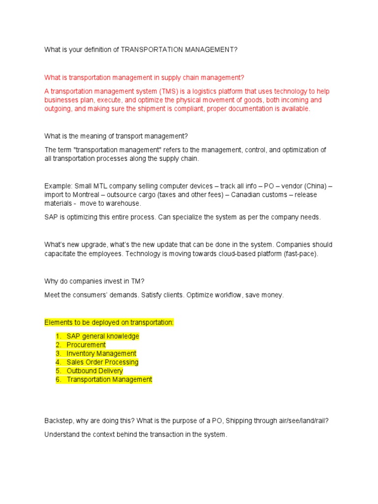 Transportation Management | PDF | Cargo | Freight Transport