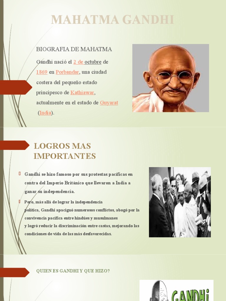 Biografía y legado de Mahatma Gandhi | PDF