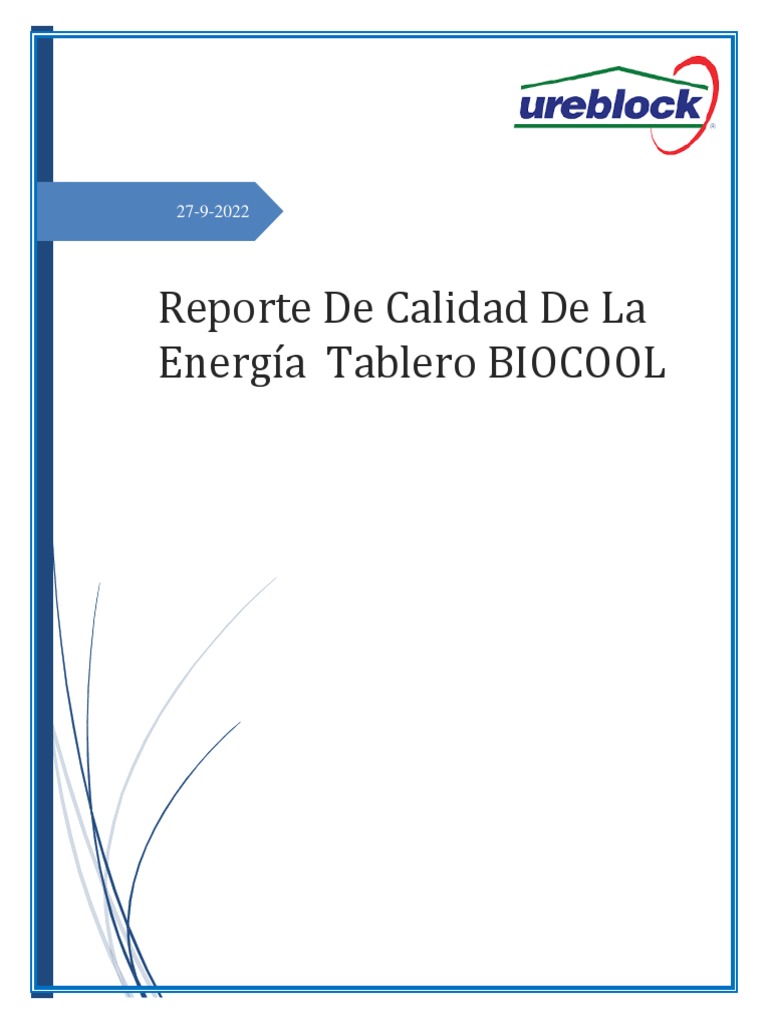 Reporte de Calidad de La Energia Ureblock Tablero Biocool | PDF | Energia electrica | Corriente ...