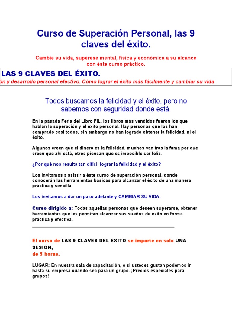 9 Claves Del Exito | PDF | Felicidad | Desarrollo personal