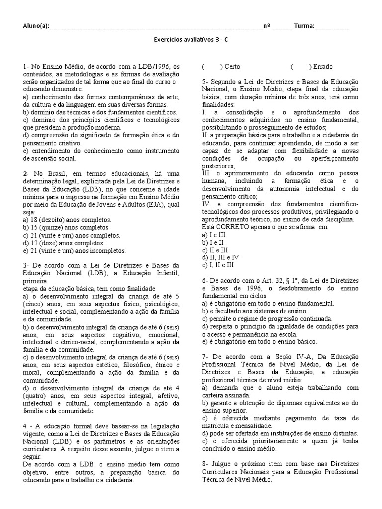 LDB EJA Ensino Médio | PDF | Ensino médio | Ensino Superior