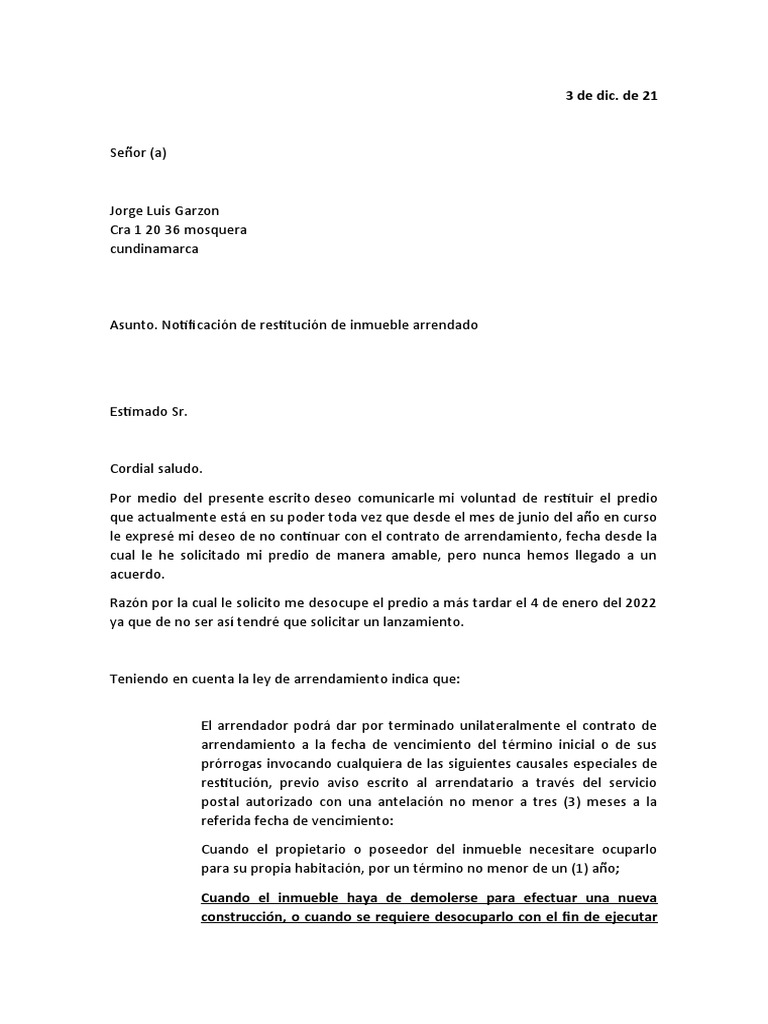 Solicitud Restitucion de Inmueble | PDF | Ley común | Derecho privado Solicitud Restitucion de Inmueble | PDF | Ley común | Derecho privado