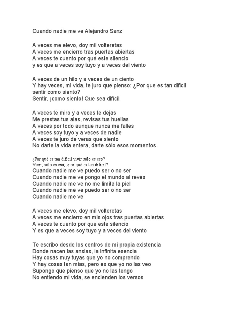 Cuando Nadie Me Ve Alejandro Sanz | PDF