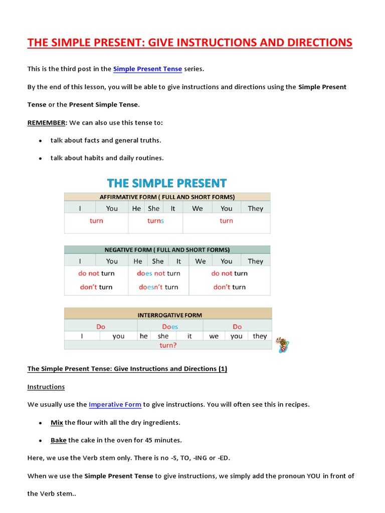 Simple Present Tense for Instructions | PDF | Cakes | Grammatical Tense