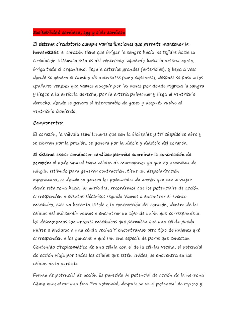 Excitabilidad Cardiaca | PDF | Potencial de acción | Sistema circulatorio