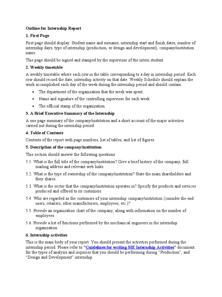 Internship Report Guidelines and Structure | PDF | Internship | Job Hunting