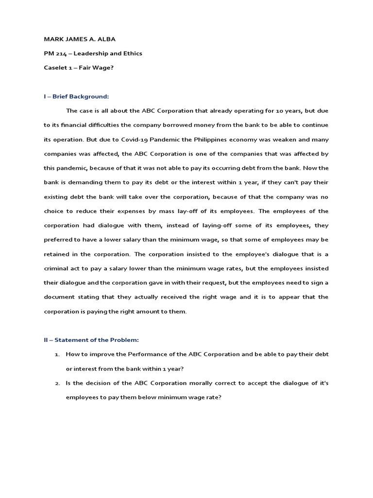 Mark James A. Alba - Case Study Analysis PM 214 | PDF | Employment | Layoff
