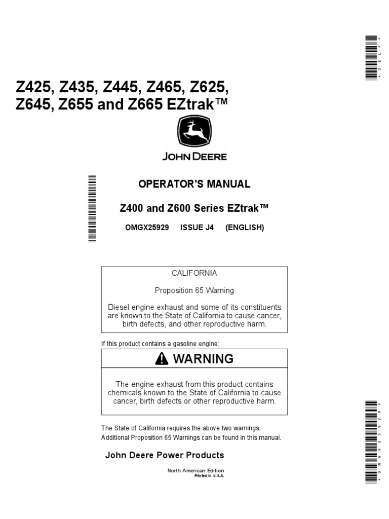 John Deere z435 UsMan (EN) | PDF | Lawn Mower | Mower