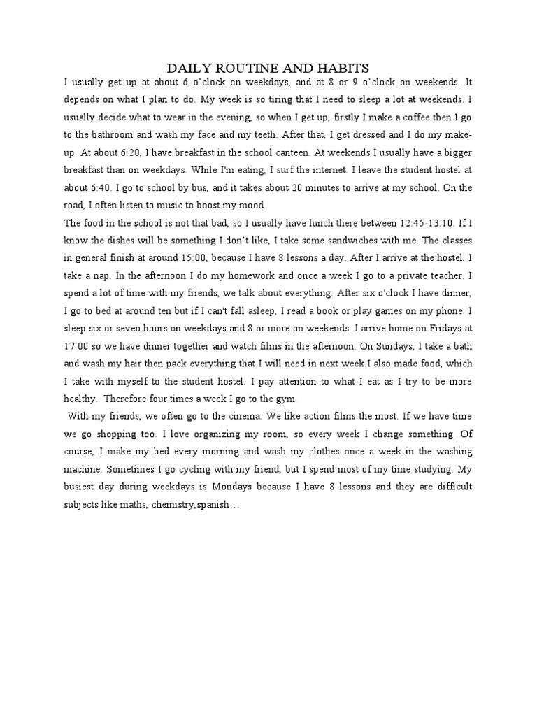 Daily Routine-Tétel | PDF | Language Arts & Discipline