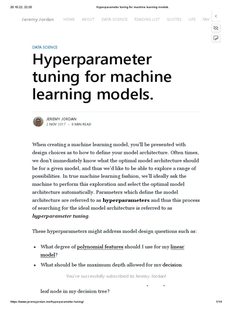 Hyperparameter Tuning For Machine Learning Models | PDF | Machine Learning | Systems Science