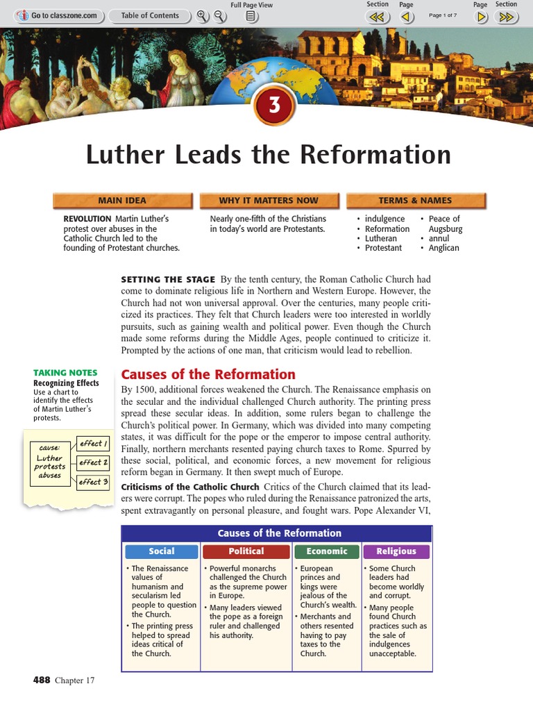 17.3 Luther Leads The Reformation | PDF | Martin Luther | Christian ...