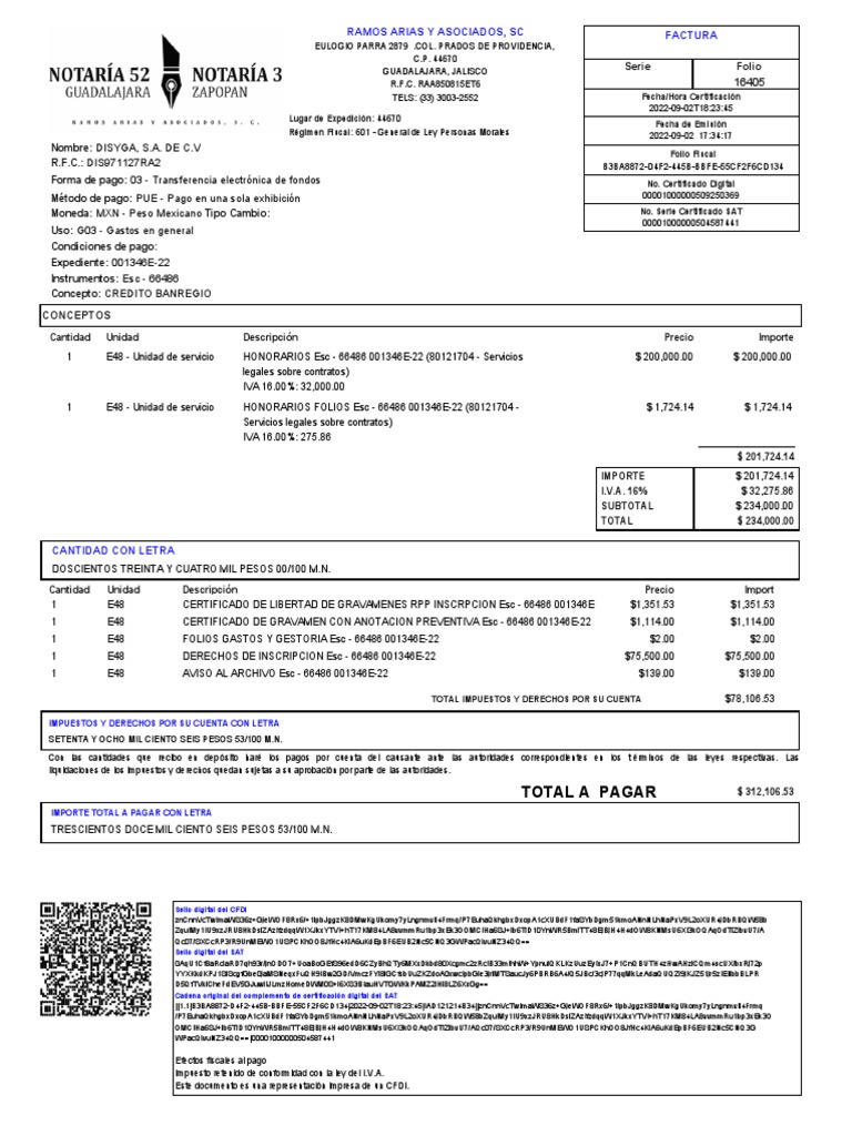 RAA850815ET6 - 16405 - DIS971127RA2 (002) $312,000 Notaria 3 | PDF | Finanzas del gobierno ...