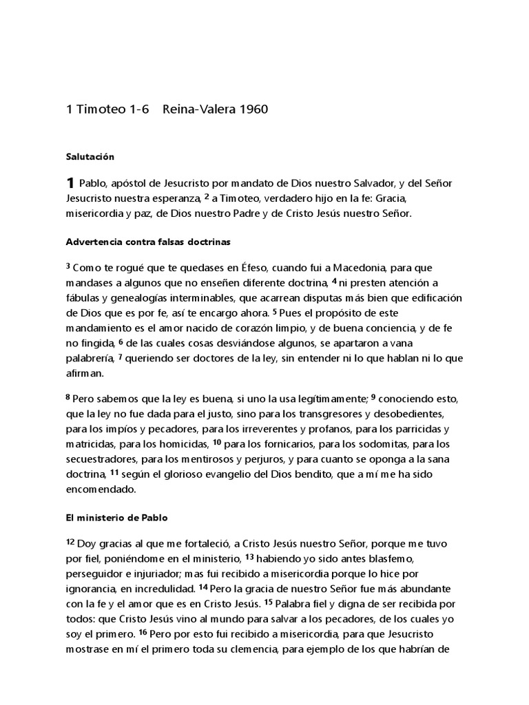 1 Timoteo | PDF | Jesús | Fe