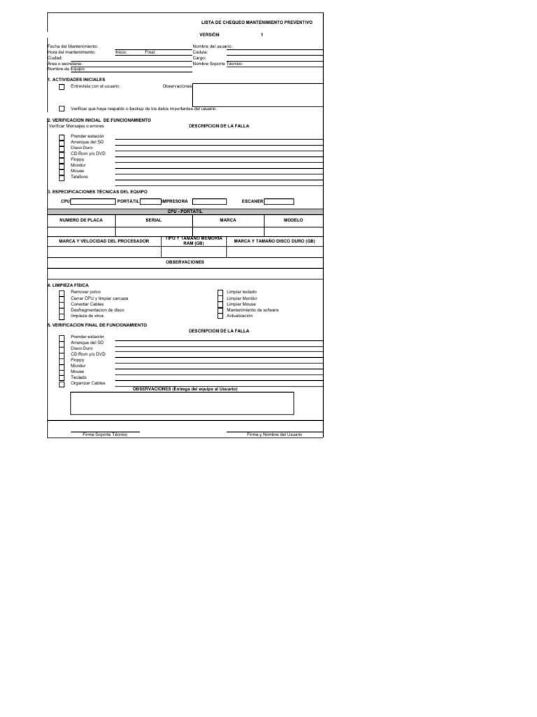 Checklist for Preventative Maintenance of Computer Equipment | PDF ...