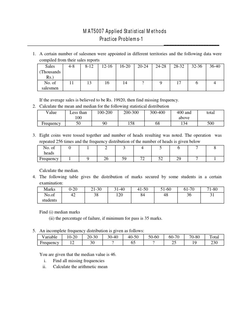 MAT5007 - Module 1 Problem Set | PDF | Mean | Mode (Statistics)