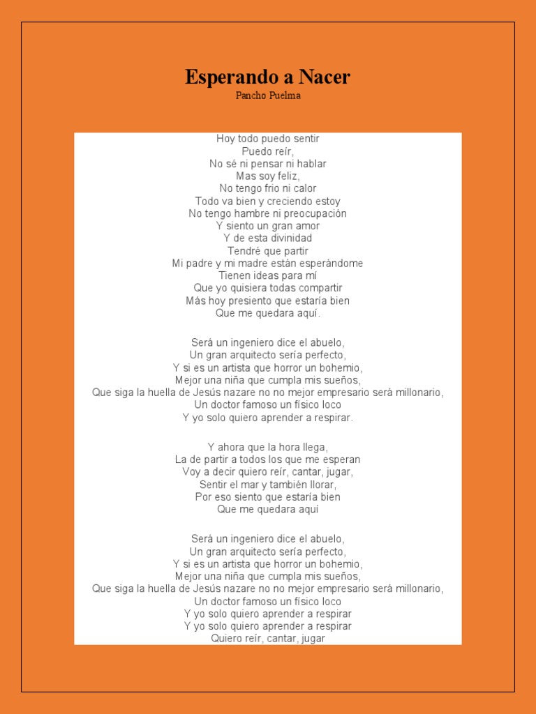 Esperando A Nacer Letra | PDF