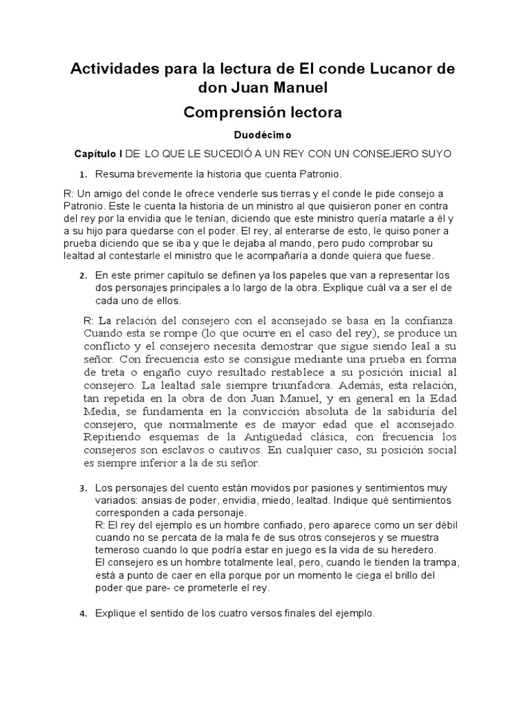Actividad de Lectura Conde LUCANOR | PDF | Fábula