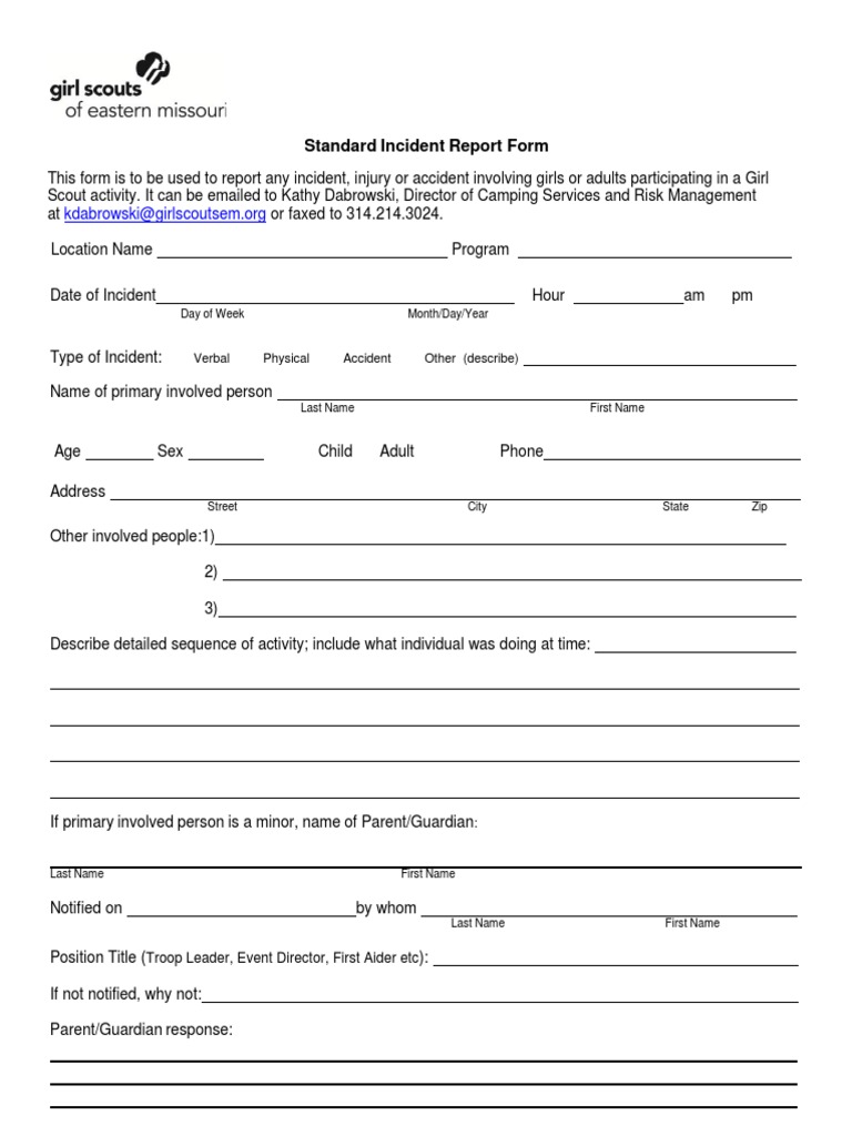 Standard Incident Report Form | PDF | Childhood