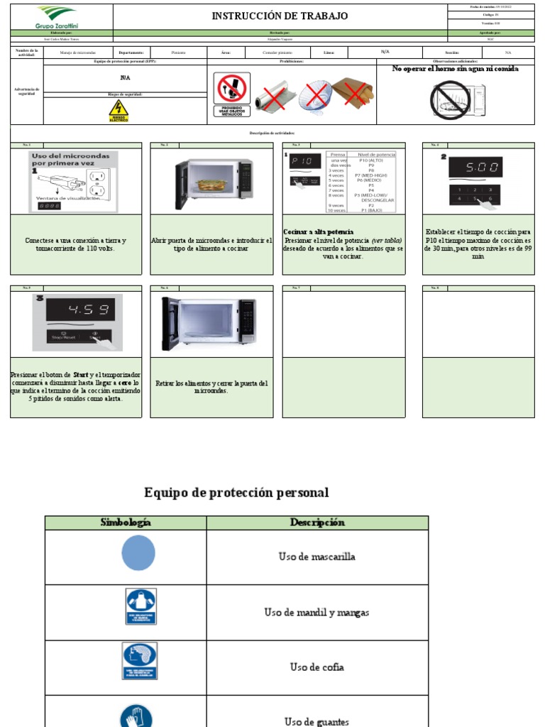 In-Ip-002 Instrucciones de Trabajo-Hornos | PDF