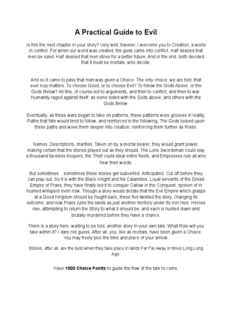 Practical Guide To Evil Jumpchain Updated | PDF | Fairies | Hero