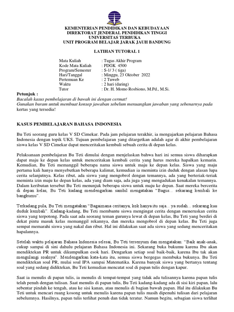 Latihan - 1 - Pdgk4500-Tap - 2022 - 2 | PDF