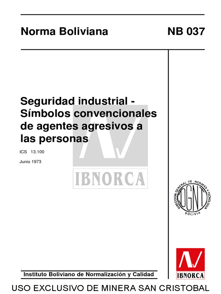 NB 037 - 1973 - MSC | PDF | Bolivia | Gobierno