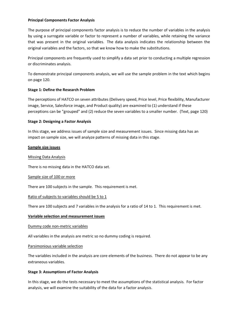Principal Components Factor Analysis | PDF | Factor Analysis ...