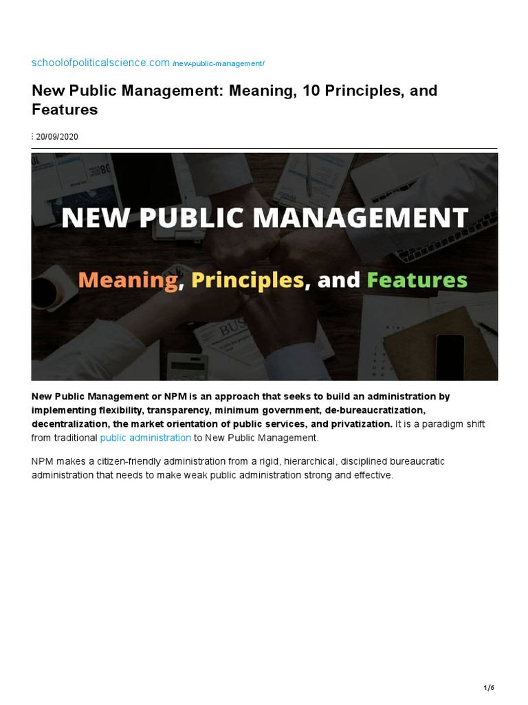 New Public Management Meaning 10 Principles and Features | PDF ...
