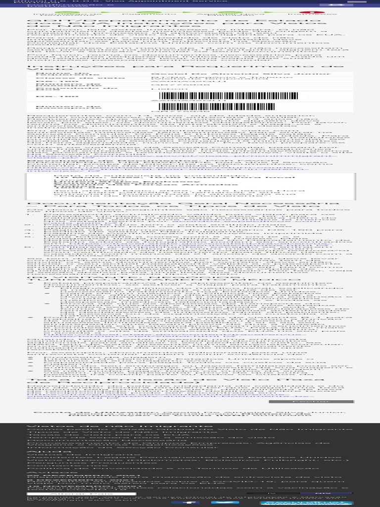 Confirmação e Instruções Official U.S. Departme | PDF | Visto para ...
