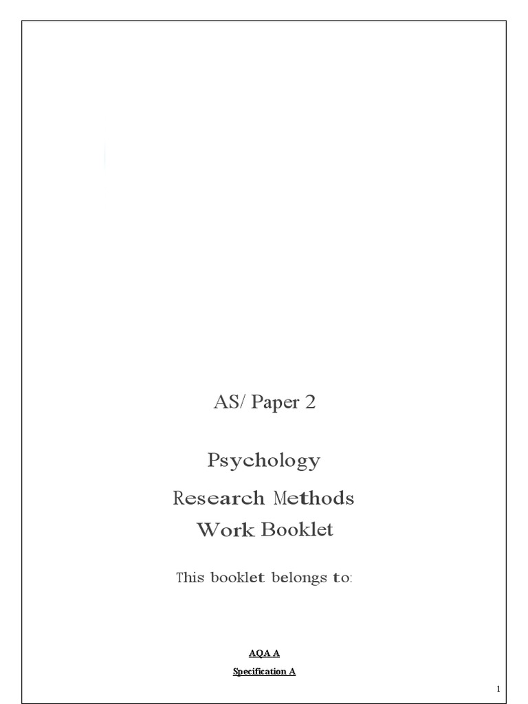 Research Methods Booklet | PDF | Experiment | Sampling (Statistics)
