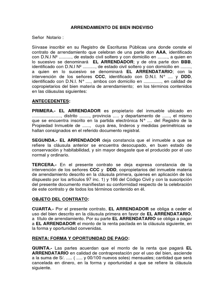 Contrato de Arrendamiento Indiviso | PDF | Justicia | Crimen y violencia