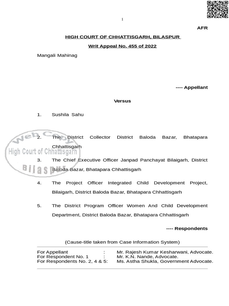 CHH HC Writ Petition 437132 | PDF | Appeal | Writ