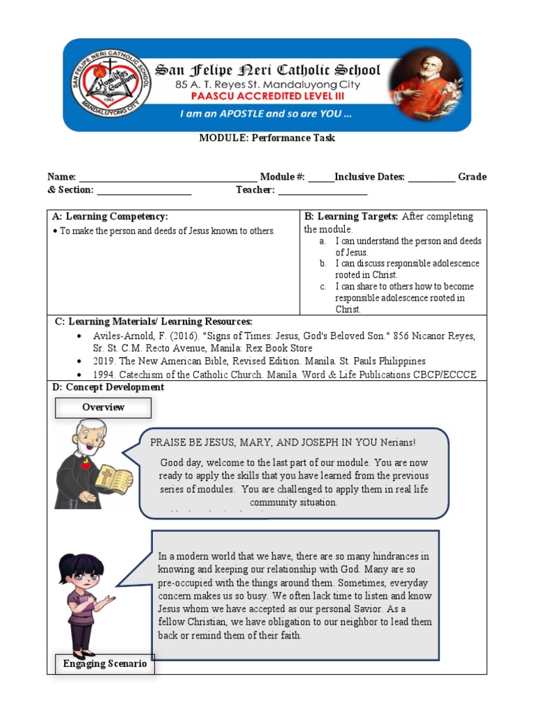 Checked CLED 7 Ptask 1st QTR | PDF | Jesus | Adolescence